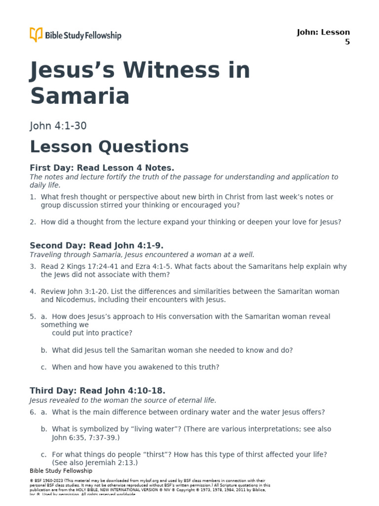 John Adult Questions Lesson 05 - WORD | PDF