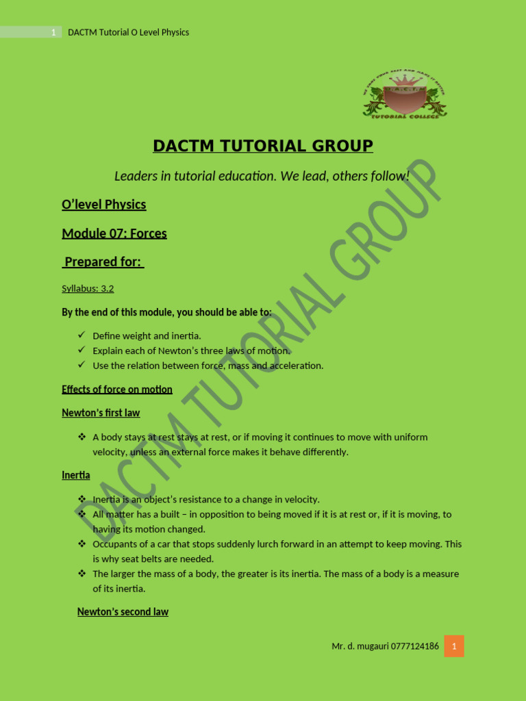 Module_07_Physics_Laws_of_Motion | PDF