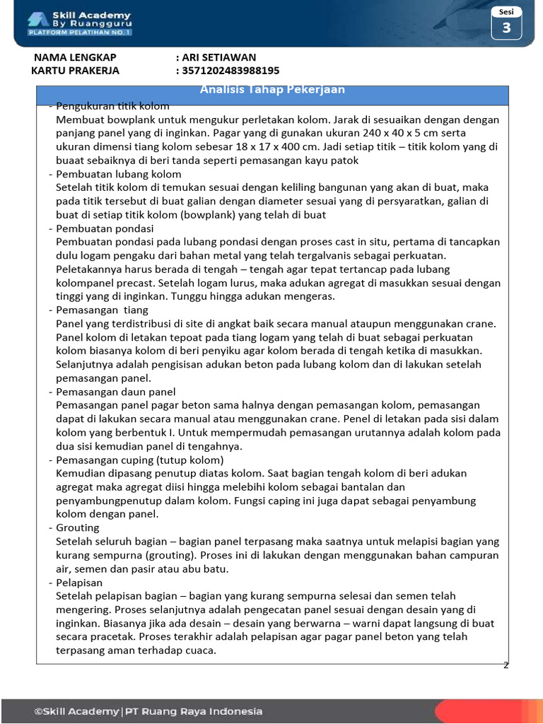 TPM3 Membuat Bagan Tahap Pekerjaan - Ari Setiawan | PDF