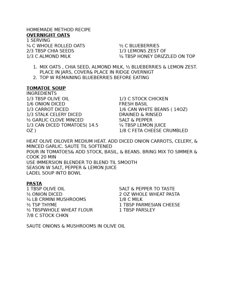 Homemade Method Recipe | PDF