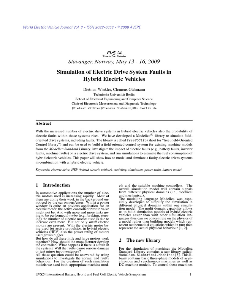 Simulation of Electric Drive System Faults in Hybr | PDF