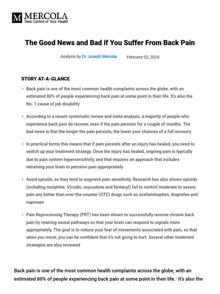 2024mercolaback Pain Good Bad News PDF | PDF