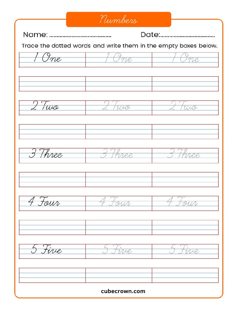 Cursive Numbers 1 To 100 | PDF