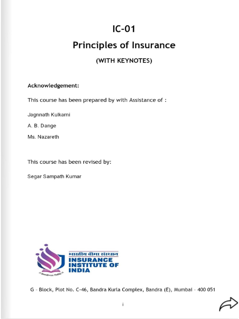 IC01-Principles of Insurance (With Keynotes) | PDF