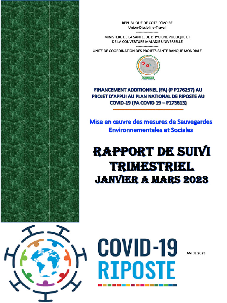 Rapport Trimestriel de Suivi E&S - T1-2023 - Projet COVID-19 | PDF