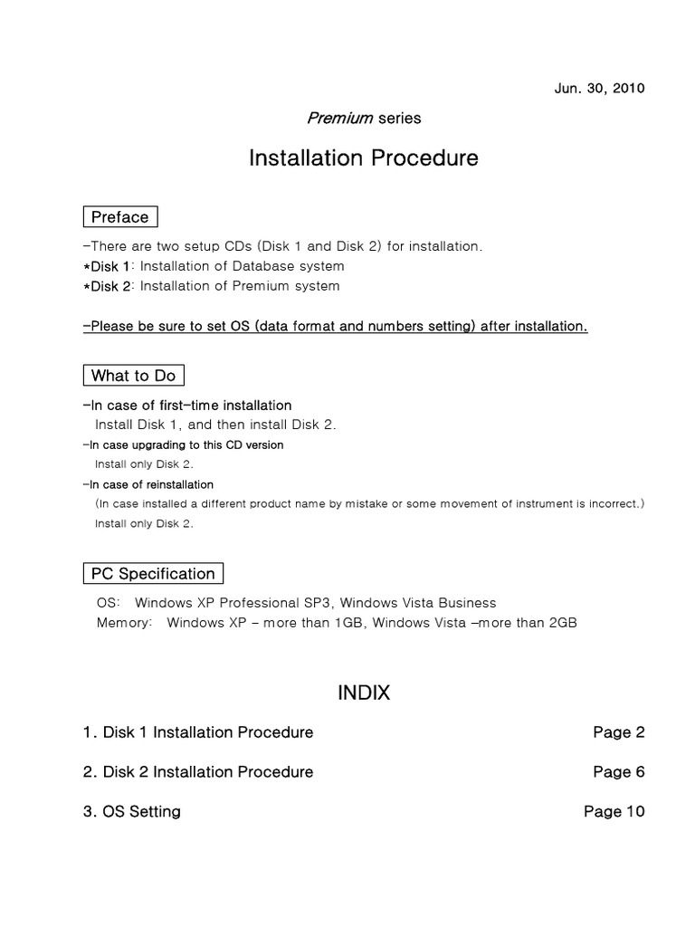 Premium Installation Procedure (20100630) | PDF