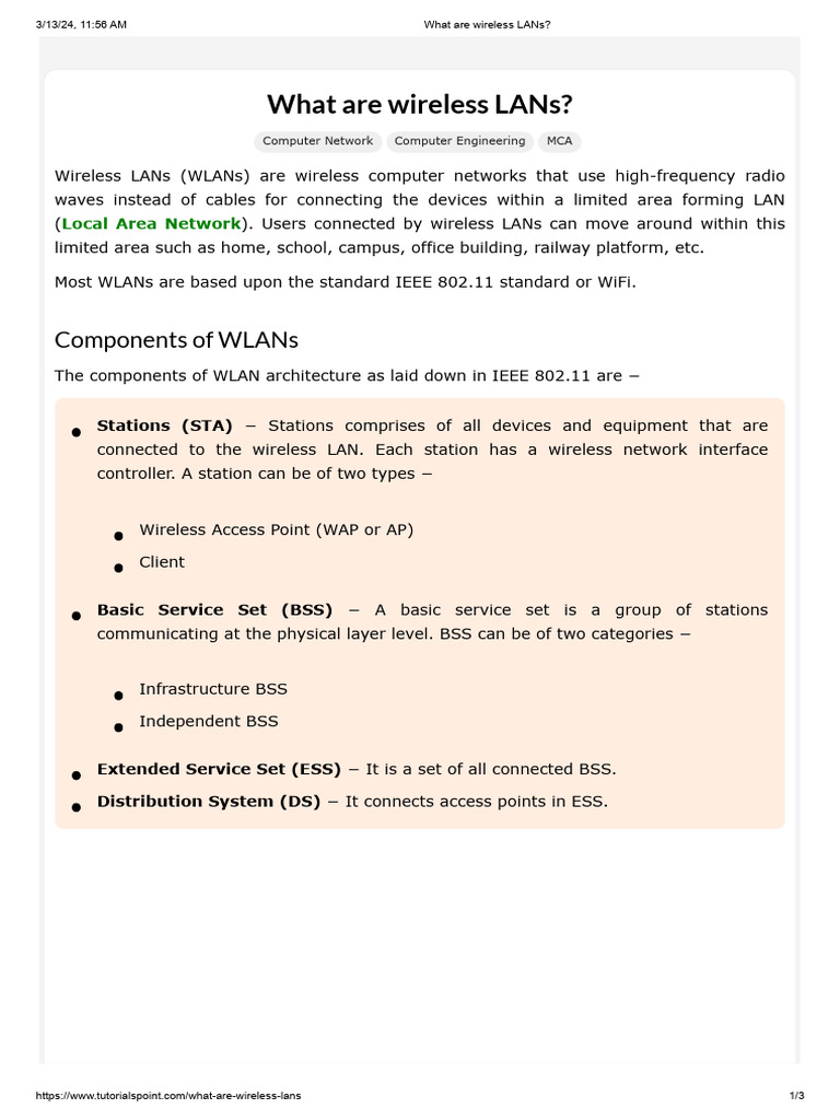 What Are Wireless LANs | PDF