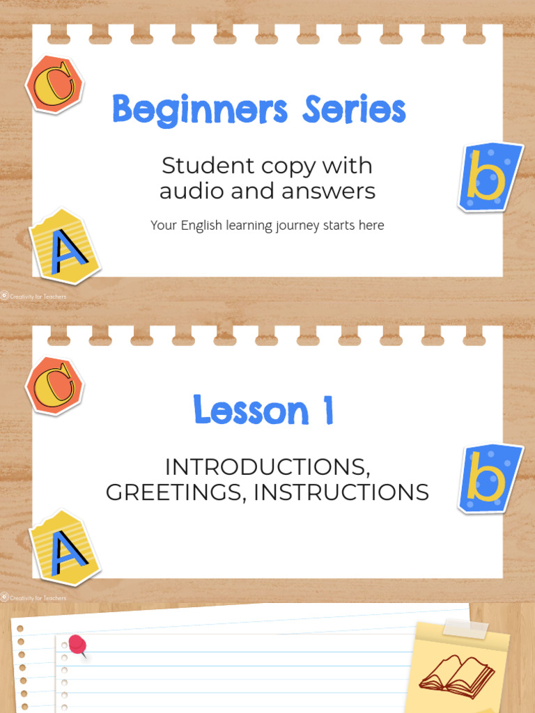 Lesson 1 Student Copy - Beginners Series | PDF