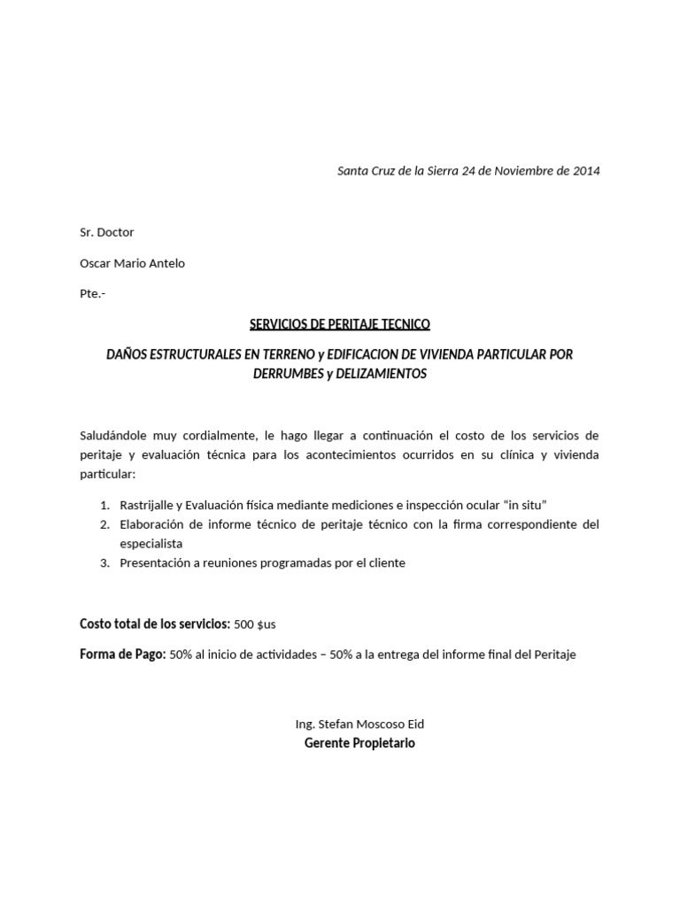 Alcance de Trabajos de Peritajes Tecnicos - Clinica Clarity | PDF