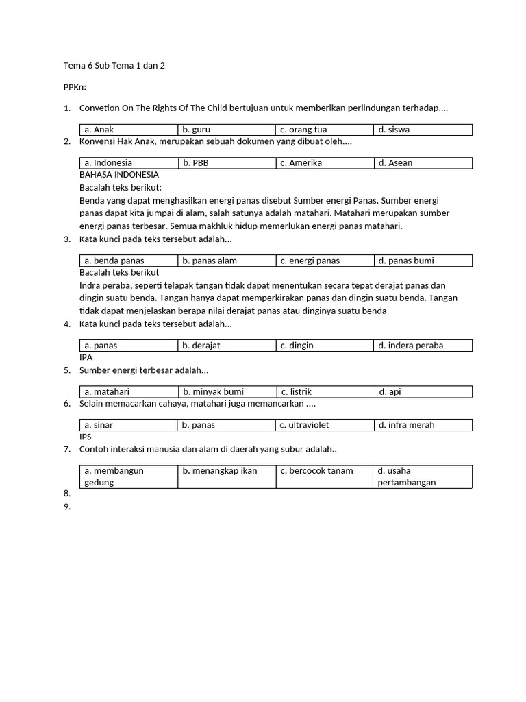 Tema 6 Sub Tema 1 dan 2 | PDF