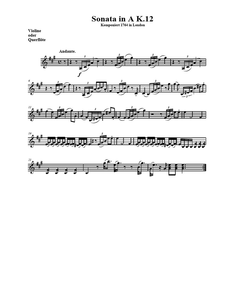 Sonata A Dur K 12 | PDF