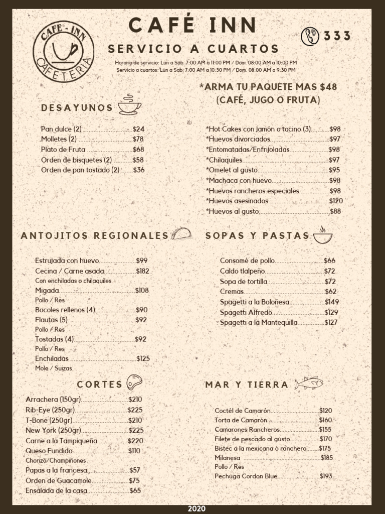 Menú Español Café inn | PDF