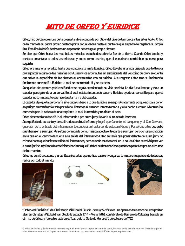 Mito Orfeo Y Euridice | PDF