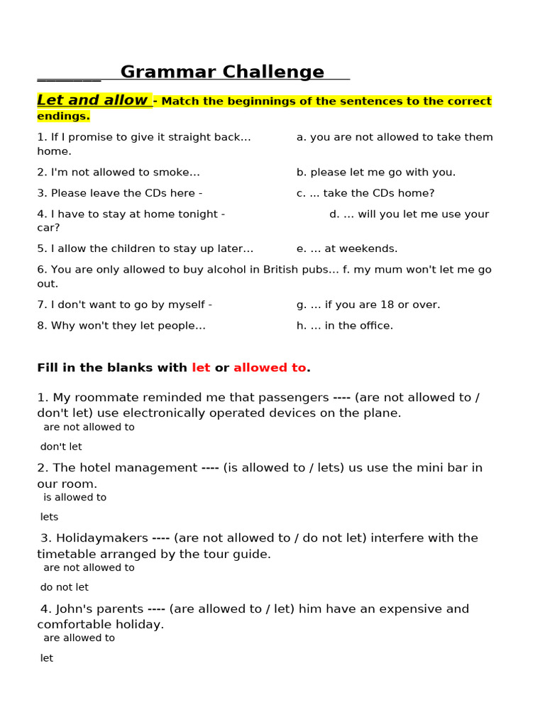 Grammar Quiz Study Paper - No Answer | PDF