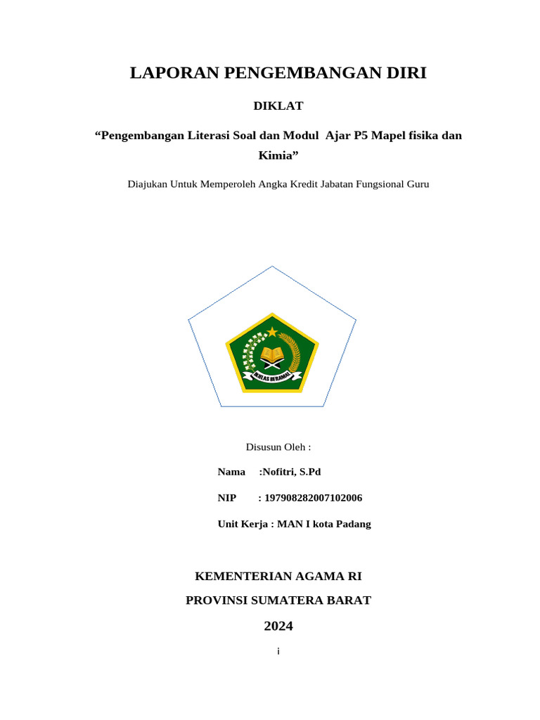 LAPORAN PD DIKLAT FISIKA KIMIA 38 JP | PDF