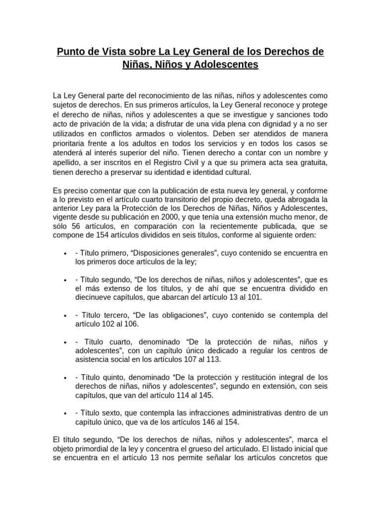 Ley Gral de Der NNA | PDF