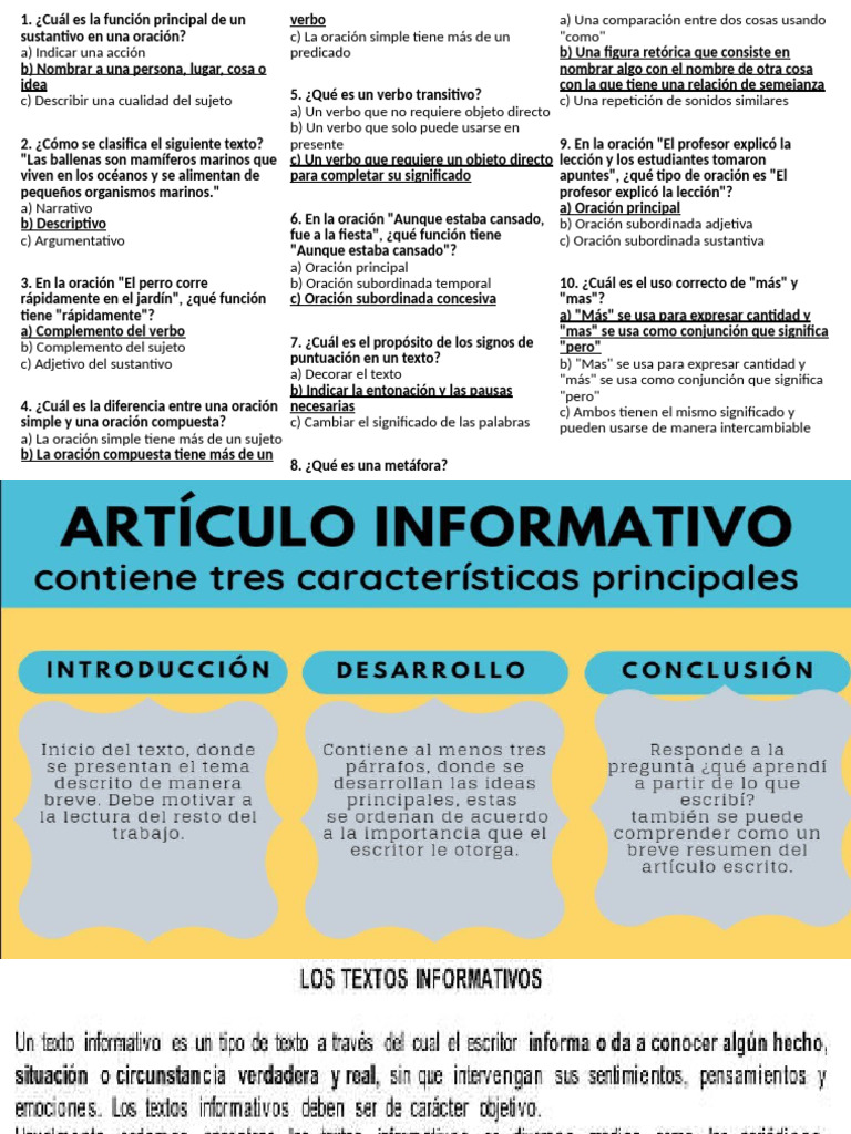 Textos Informativos y Ejercicios | PDF