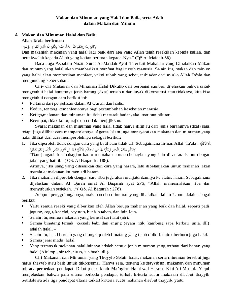 Adab Makan Dalam Islam Sesuai Ajaran Rasulullah | PDF