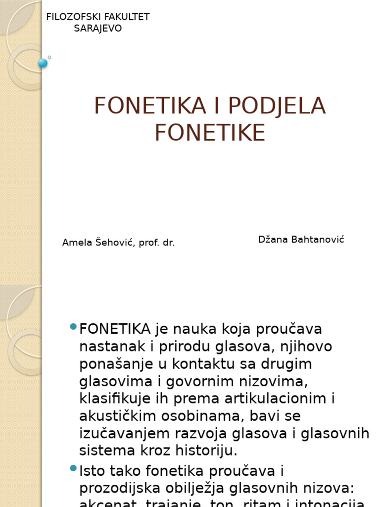 Fonetika I Podjela Fonetike | PDF