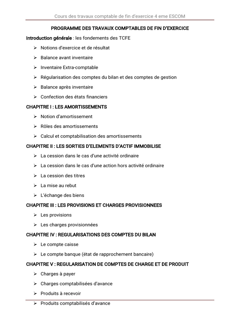 Cours de Tcfe 4iem Annee | PDF