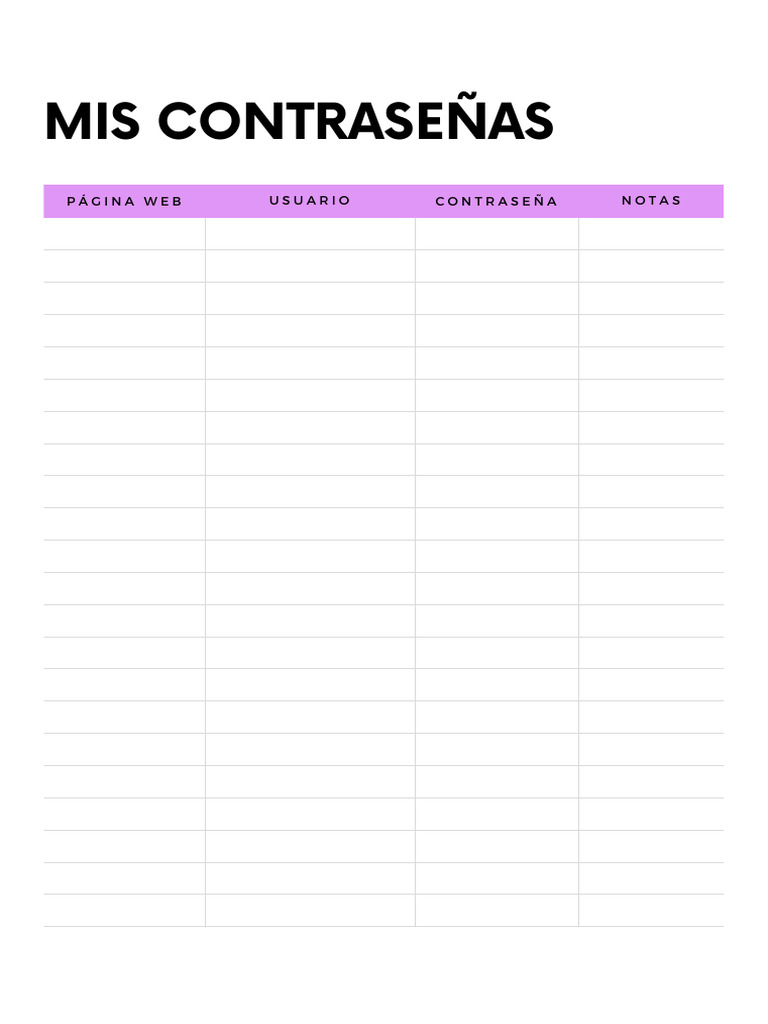 Agenda A4 Planificador Gestión de Contraseñas Simple Moderno Colorido ...