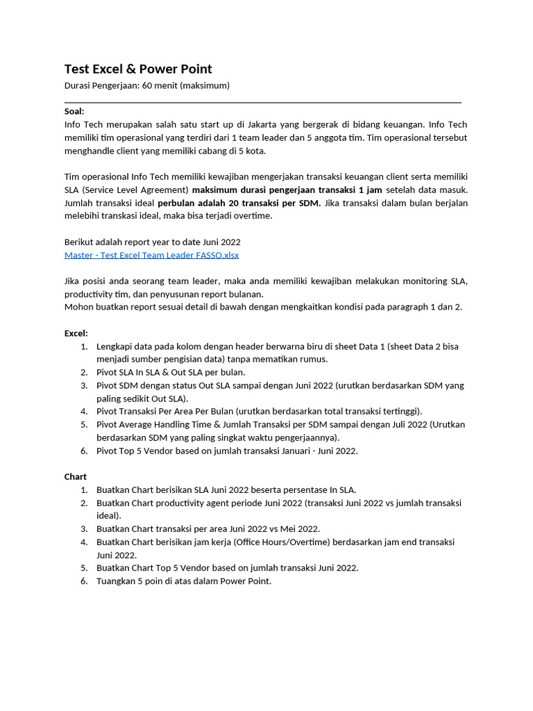 2022 - 08 - Soal Test Excel & Power Point - Team Leader - Rev.02 | PDF