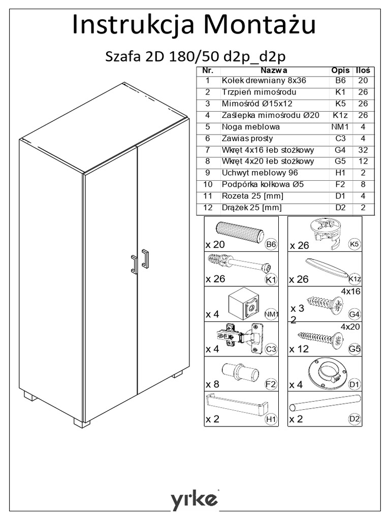 Szafa 2D 180 50 d2p - d2p Instrukcja Montazu | PDF