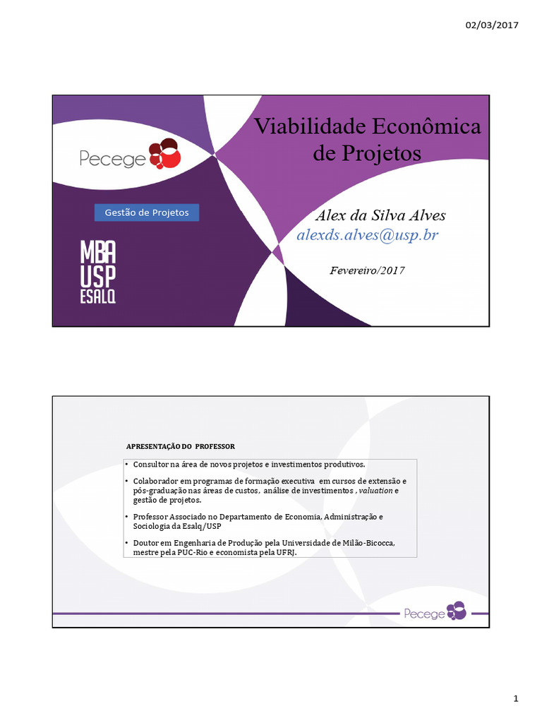 Slides Aula Prof Alex Viabilidade Economica - PDF (PT-BR) | PDF