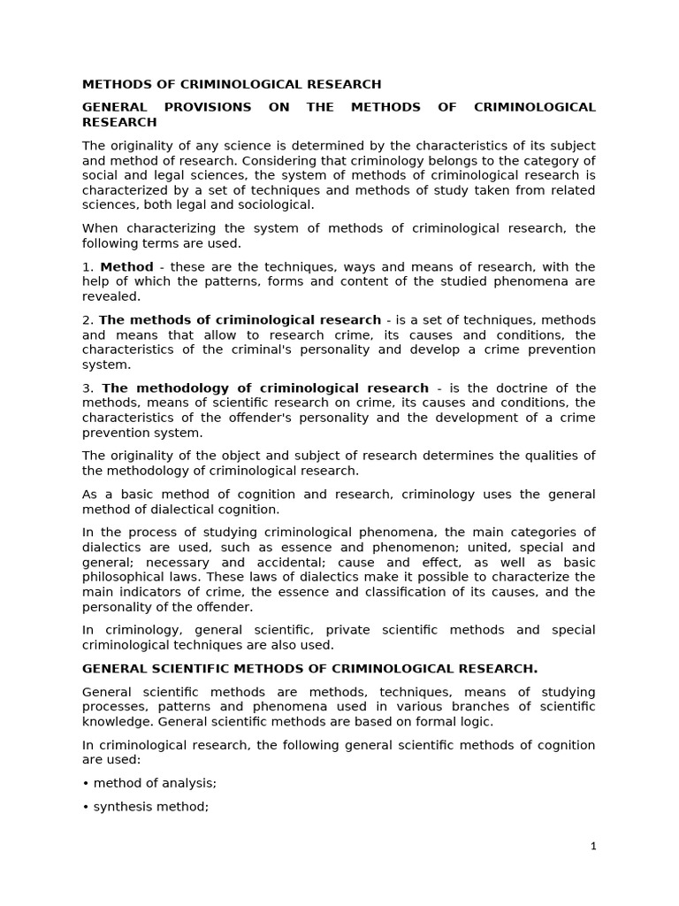 Methodology of Criminological Research | PDF | Criminology | Self ...