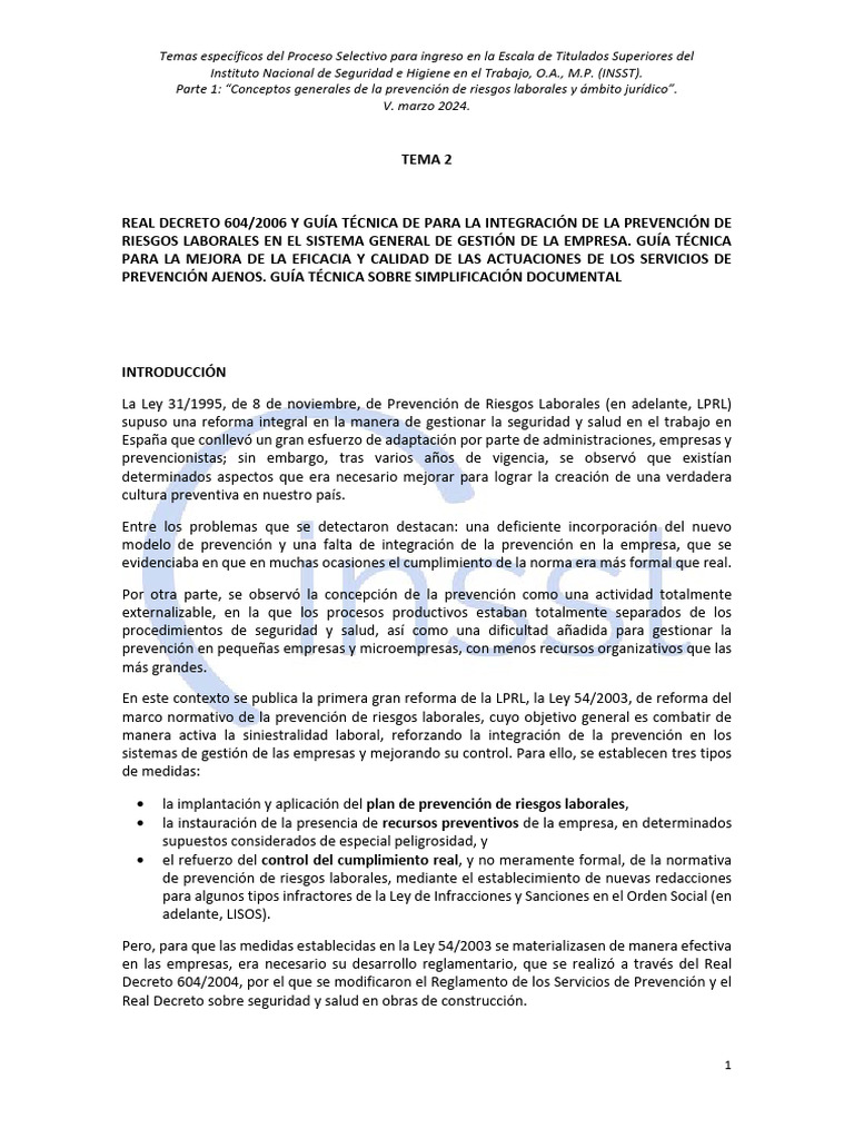 Tema 2. Integración PRL, Calidad SPA y Simplif Documental | PDF