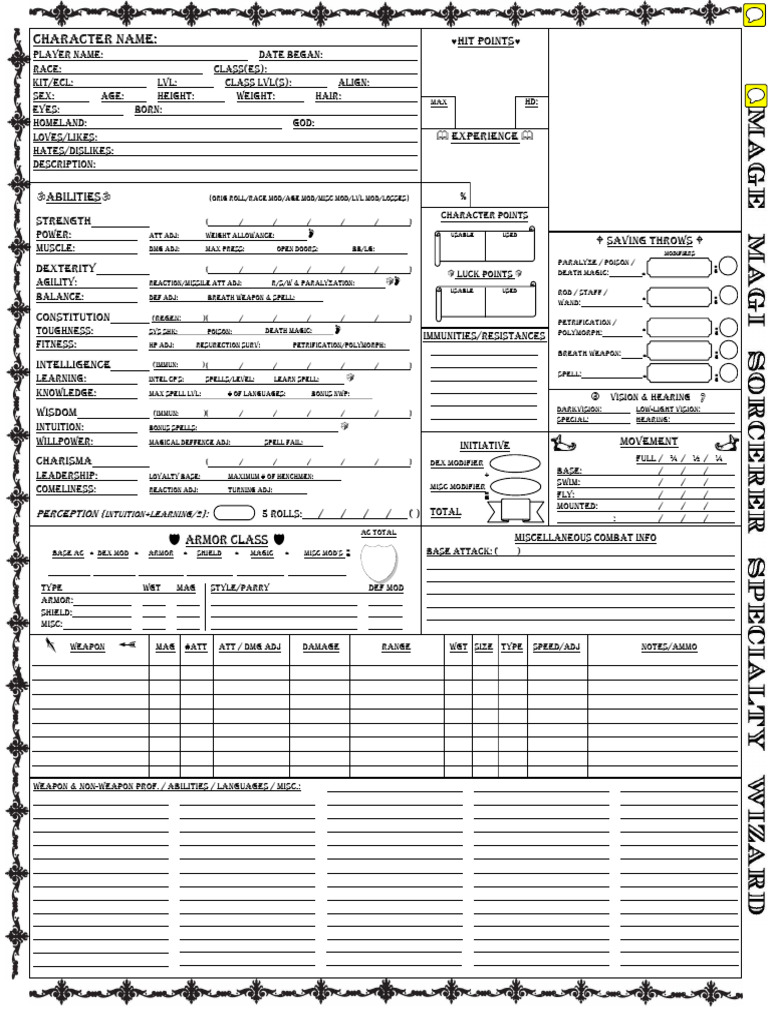 Misc Character Sheet | PDF