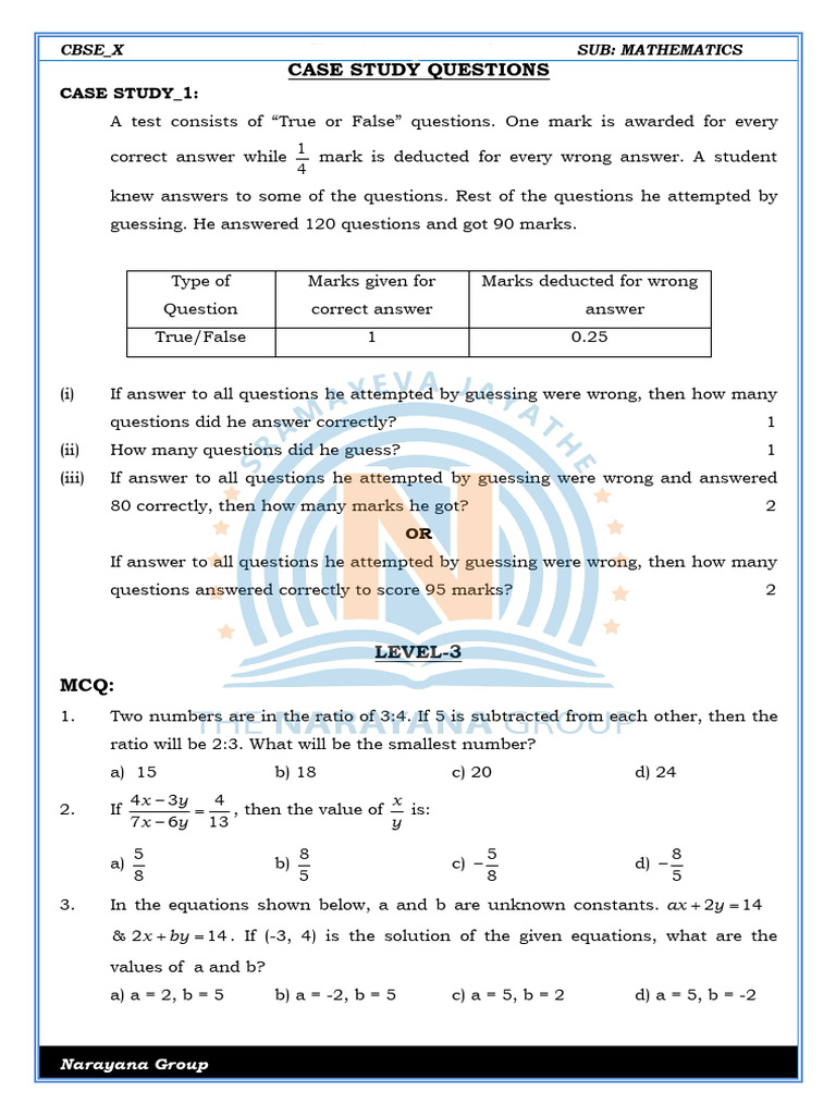 Linear Equations in Two Variables - Level 3 - Assignment | PDF ...