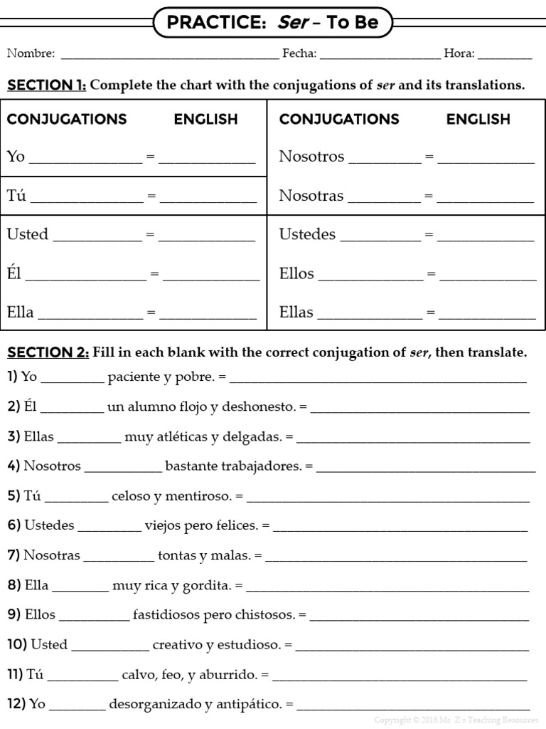 Complete The Chart With The Conjugations of and Its Translations | PDF