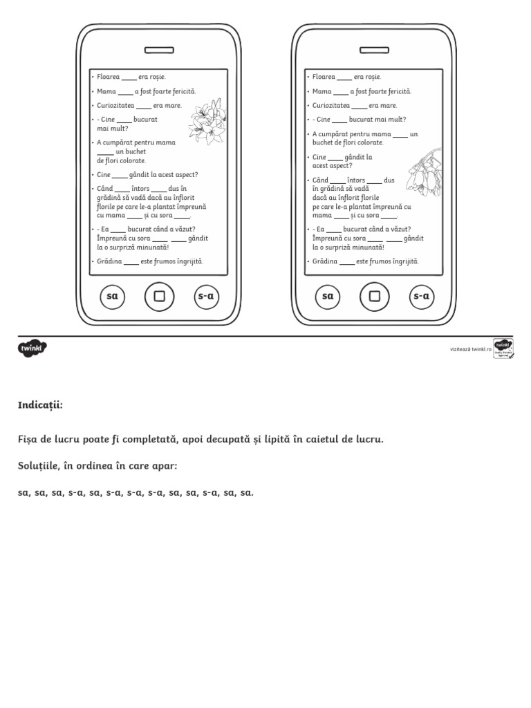 A 88 Scrierea Corecta A Ortogramelor Sa Si S A Fisa de Lucru Ver 1 | PDF