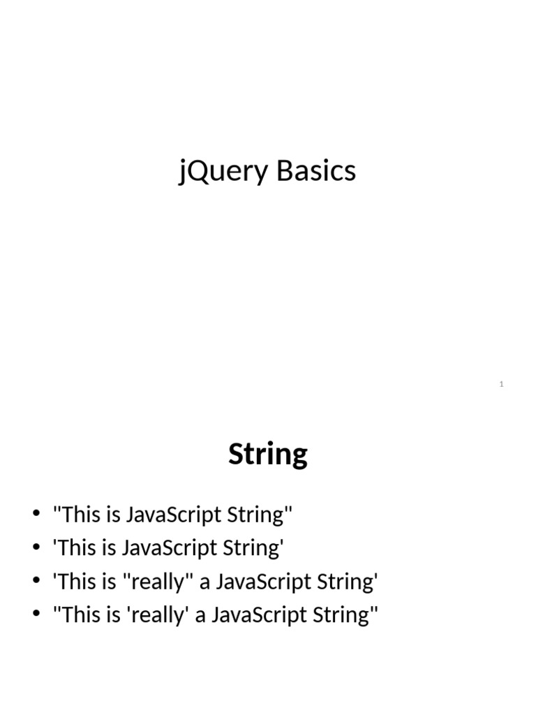 JQuery Basics | PDF