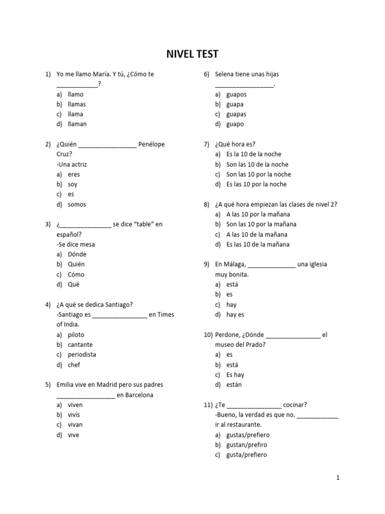 Nivel Test | PDF