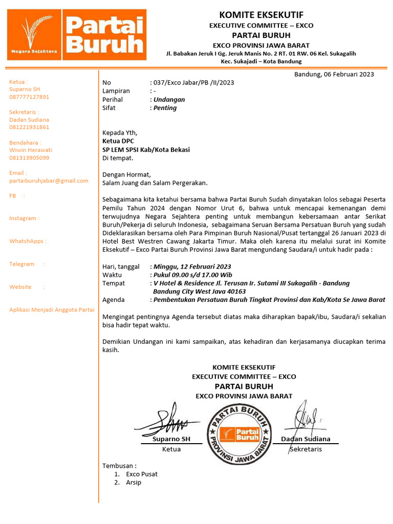 Undangan Rapat SP LEM | PDF