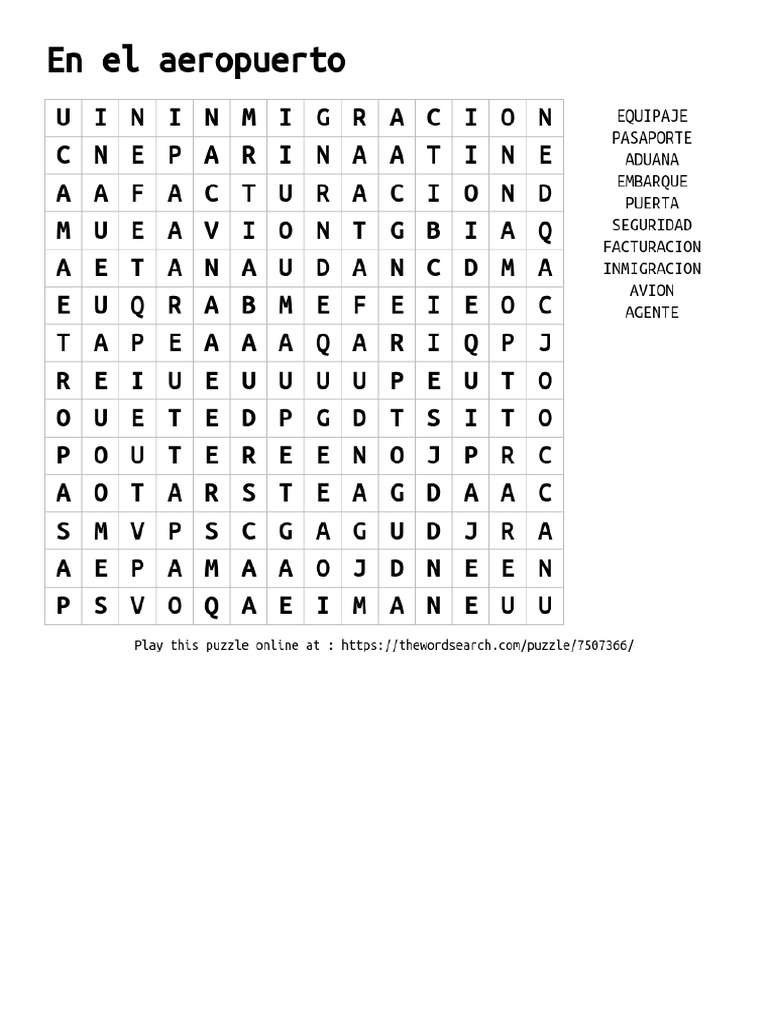 Thewordsearch Com en El Aeropuerto 7507366 | PDF