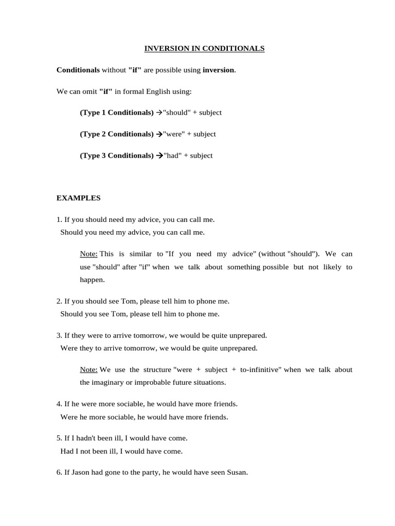 INVERSION IN CONDITIONALS | PDF