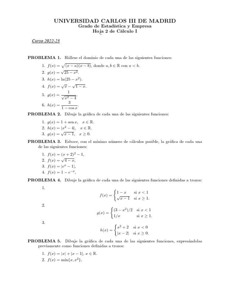 Hoja2 Calc1 - 22 23 | PDF