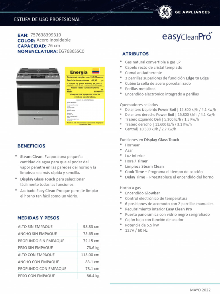 Ficha Tecnica EG7686 SSC0 | PDF | Estufa de cocina