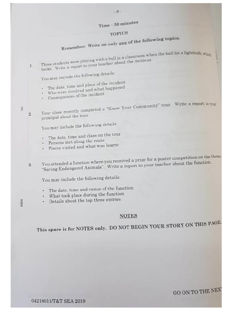 SEA 2019 Creative Writing | PDF