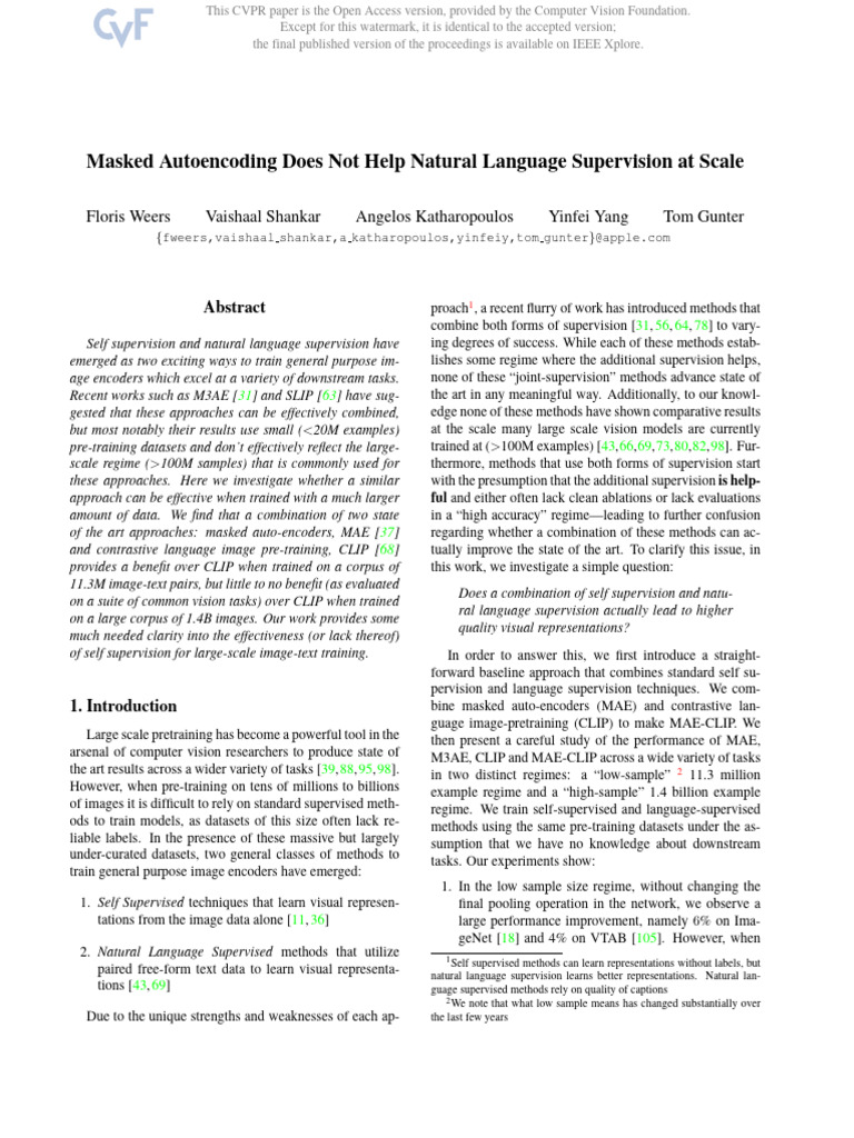 Weers Masked Autoencoding Does Not Help Natural Language Supervision at ...