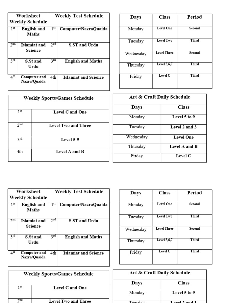 Curricular and Extra Curricular Activities Schedule | PDF