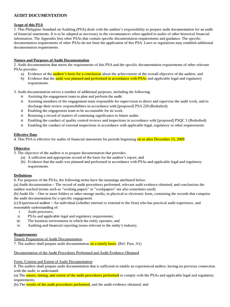 AUDIT-DOCUMENTATION | PDF