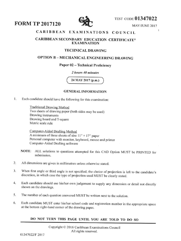 Technical Drawing Option B Mechanical Engineering Drawing MAY 2017 | PDF