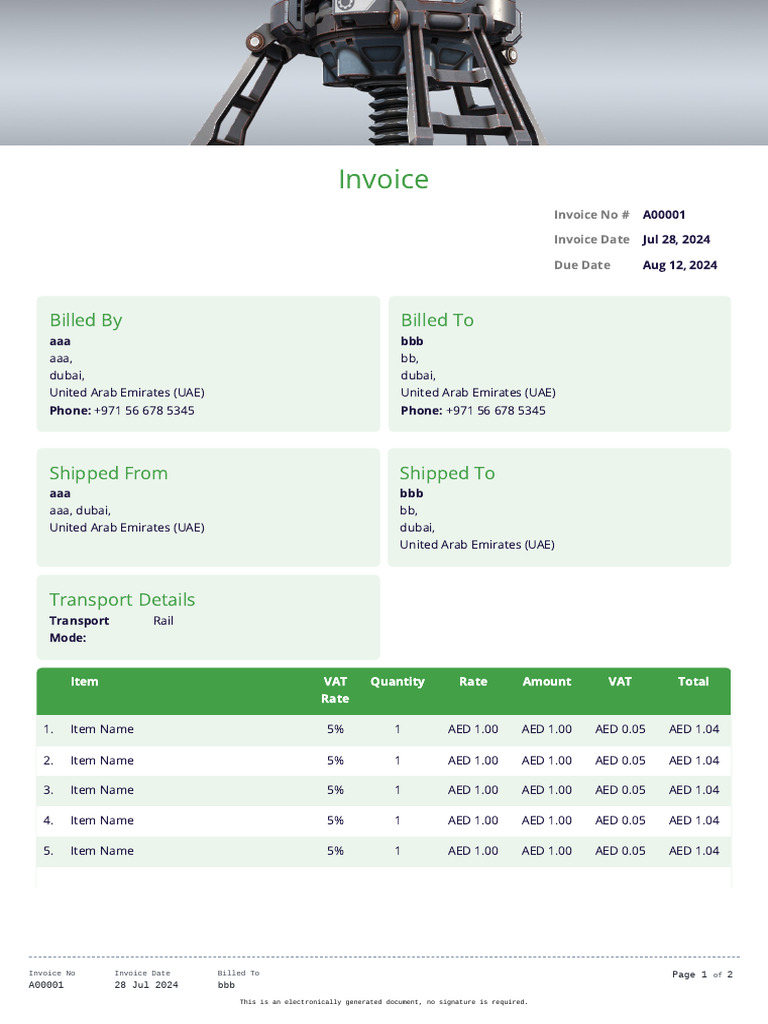 Invoice A00001 Aaa BBB 3 | PDF