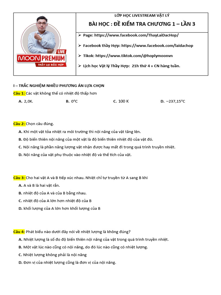 Bài H C: KI M Tra L N3: Ọ ĐỀ Ể Chương 1 - Ầ | PDF