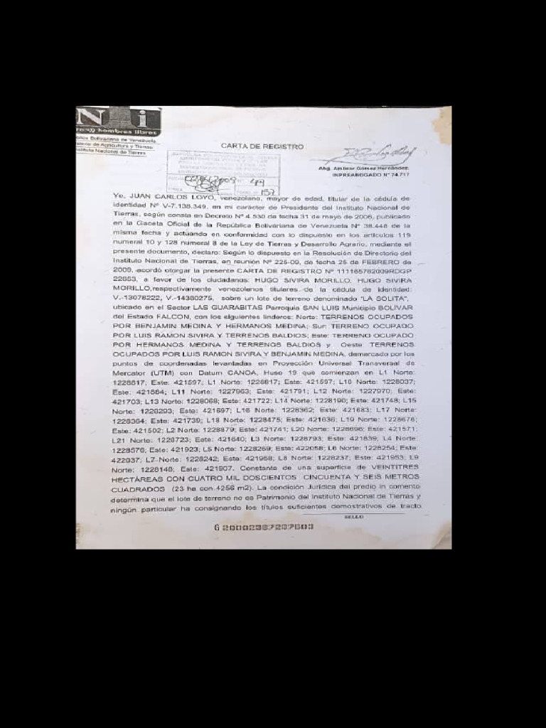 Carta de Registro Predio | PDF