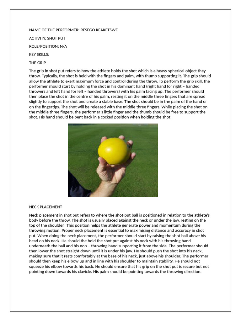Boago Thobane Pe Shot Put Project 2024 | PDF